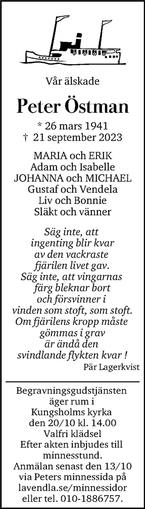 Till minne av Peter Östman | Lavendla