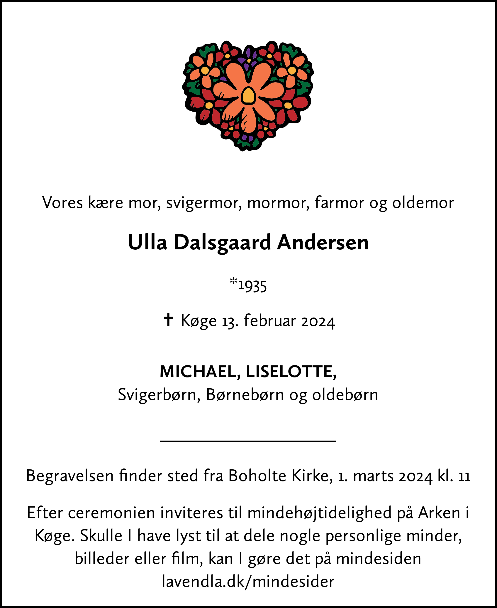 Til minde om Ulla Dalsgaard Andersen - Lavendla