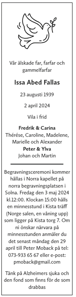 Till minne av Issa Abed Fallas | Lavendla