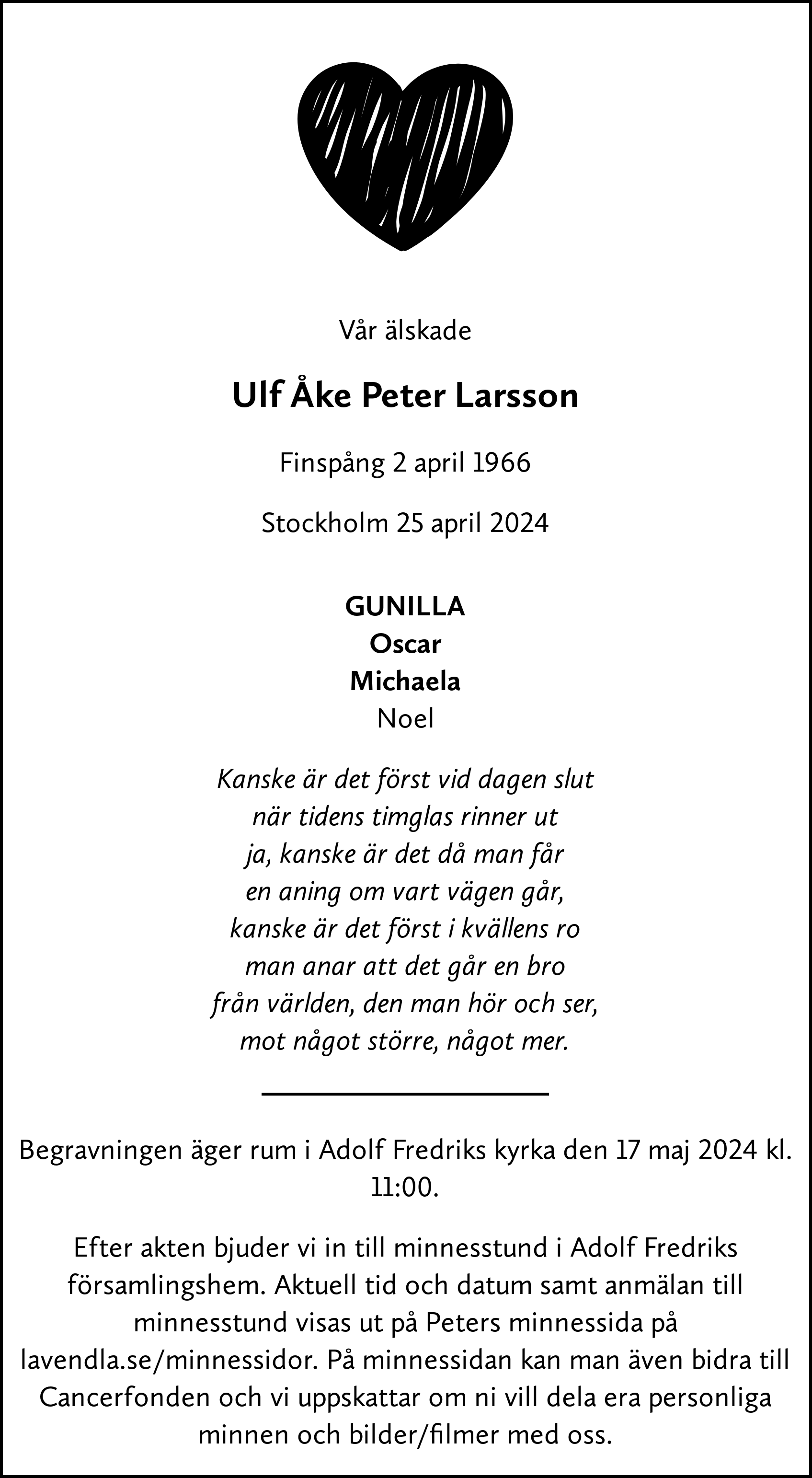 Till minne av Peter Larsson | Lavendla