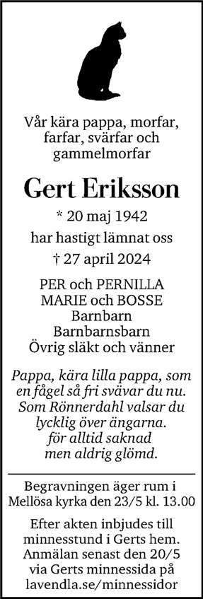 Till minne av Gert Eriksson | Lavendla