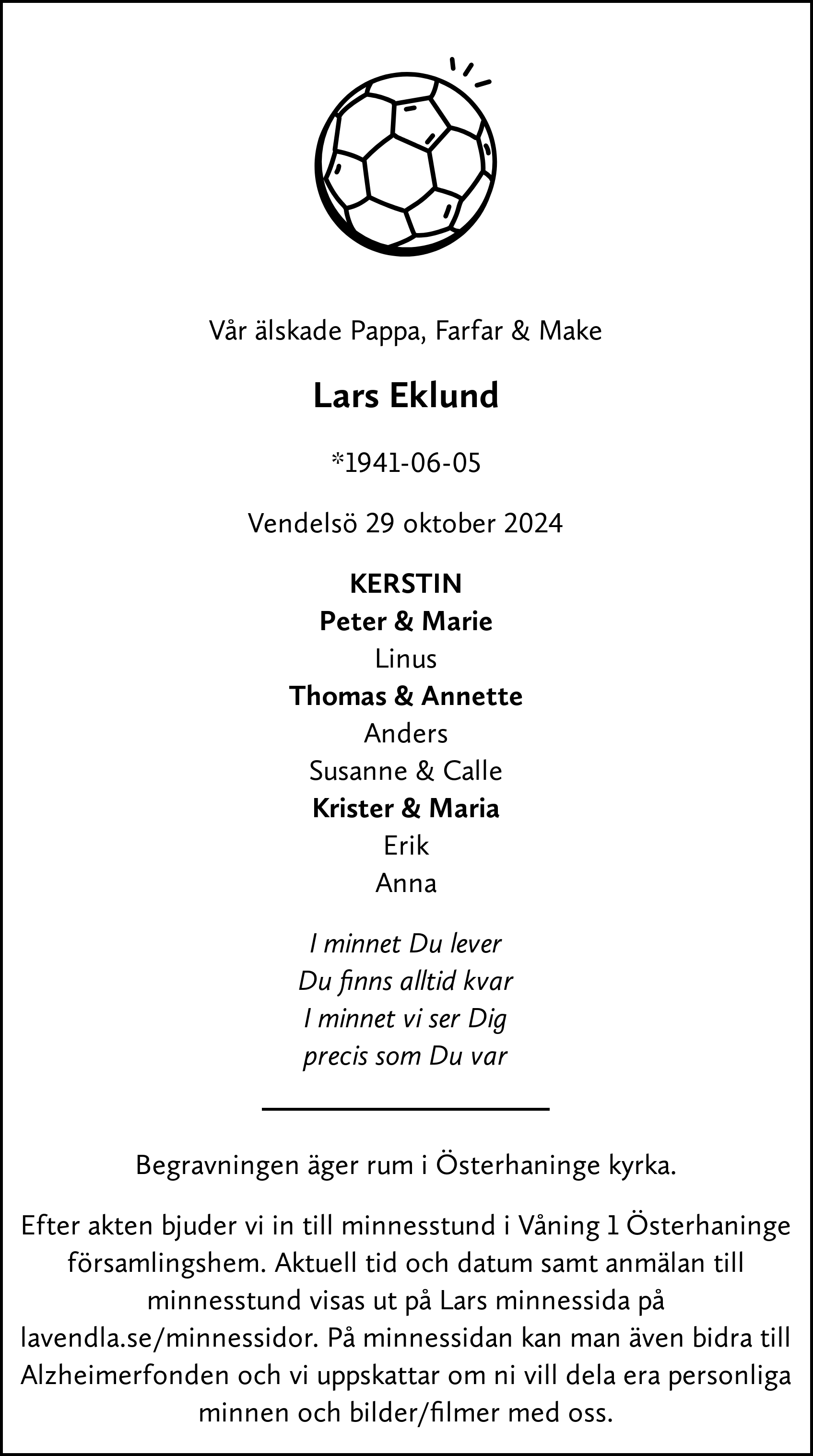 Till minne av Lars “Lasse” Eklund | Lavendla