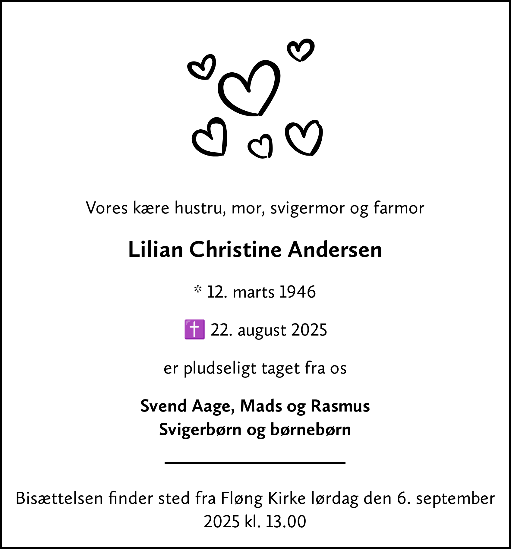 Til minde om Lilian Christine Andersen - Lavendla