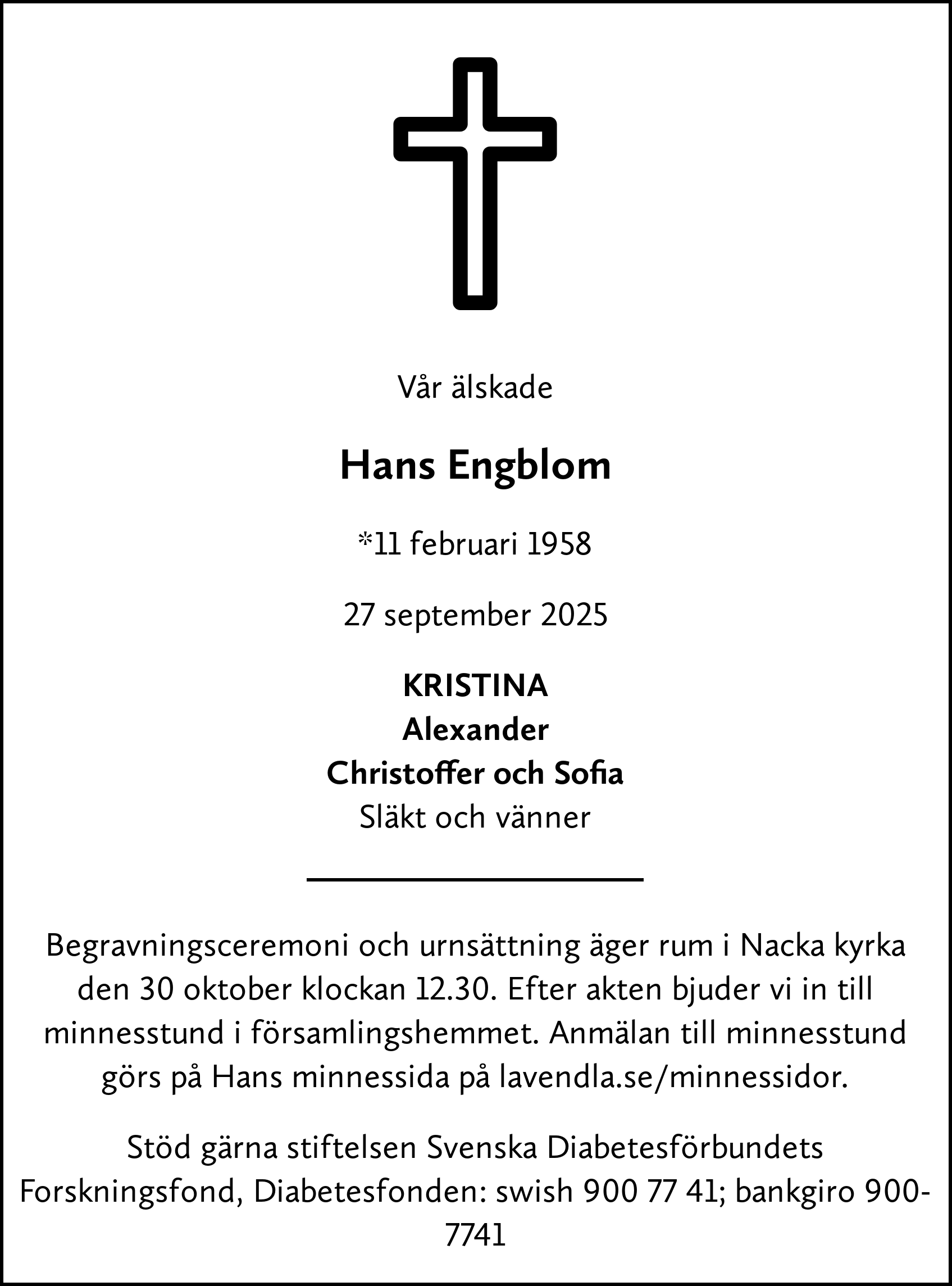 Till minne av Hans “Hasse” Engblom | Lavendla