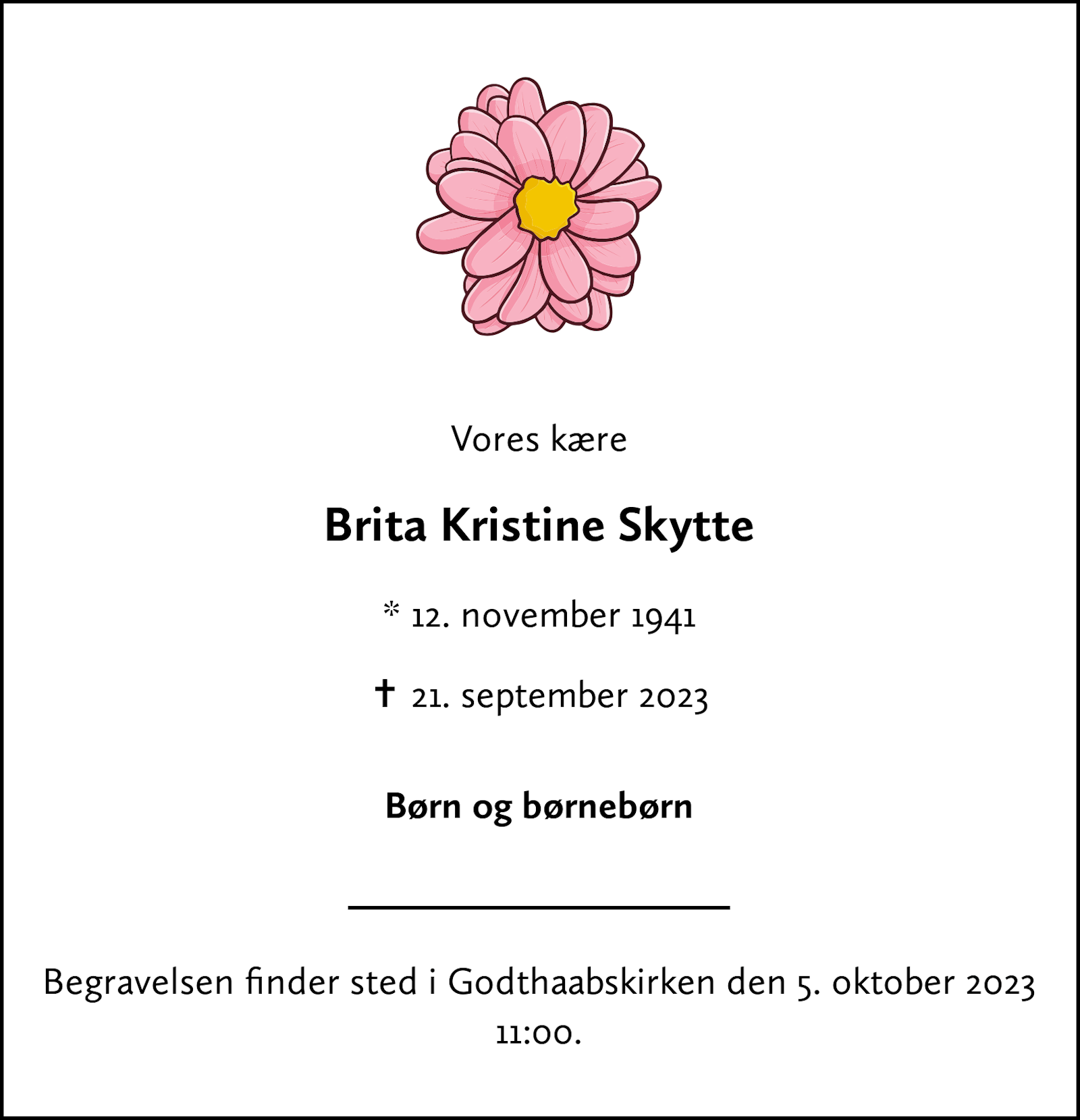 Til minde om Brita Kristine “Brita” Skytte - Lavendla