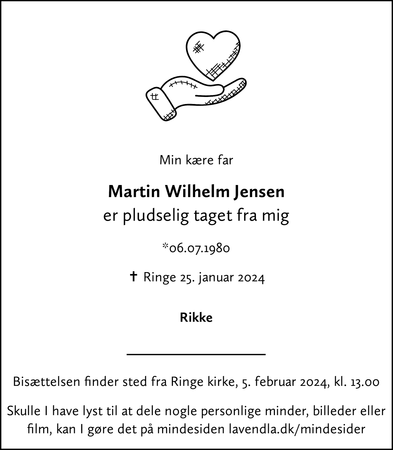 Til minde om Martin Wilhelm Jensen - Lavendla