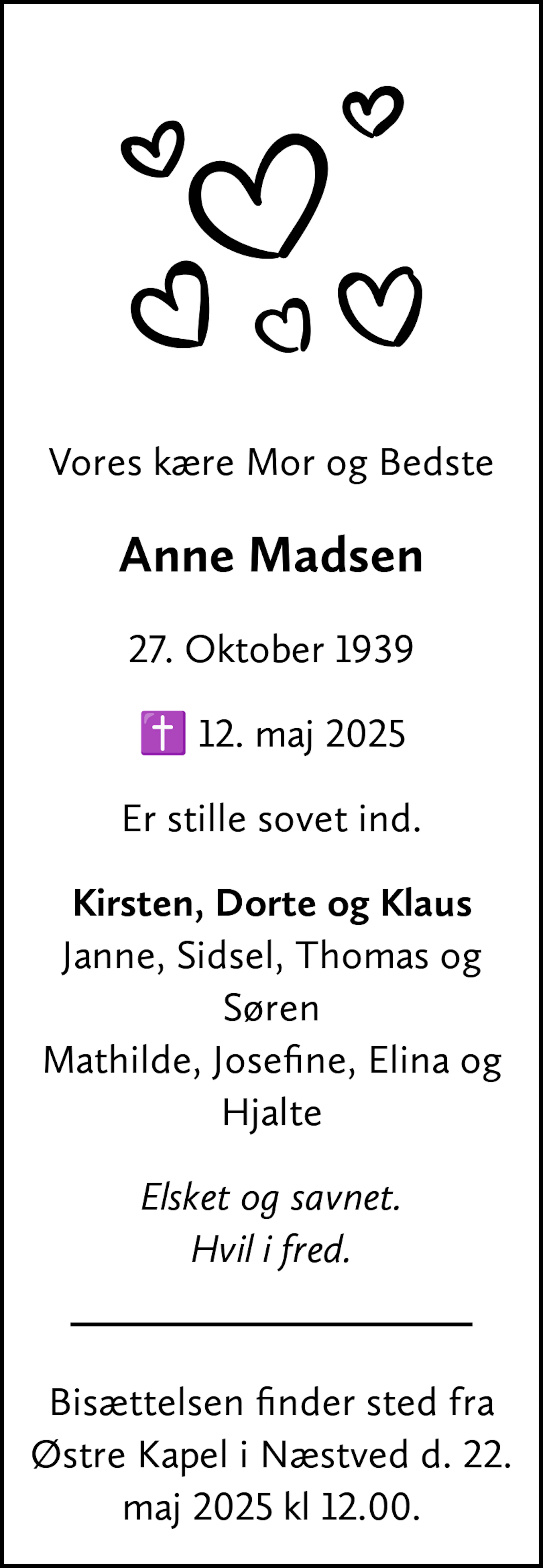 Til minde om Anne Madsen - Lavendla