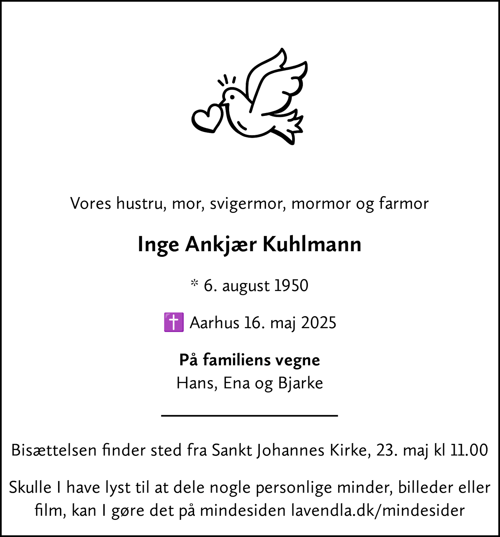 Til minde om Inge Ankjær Kuhlmann - Lavendla