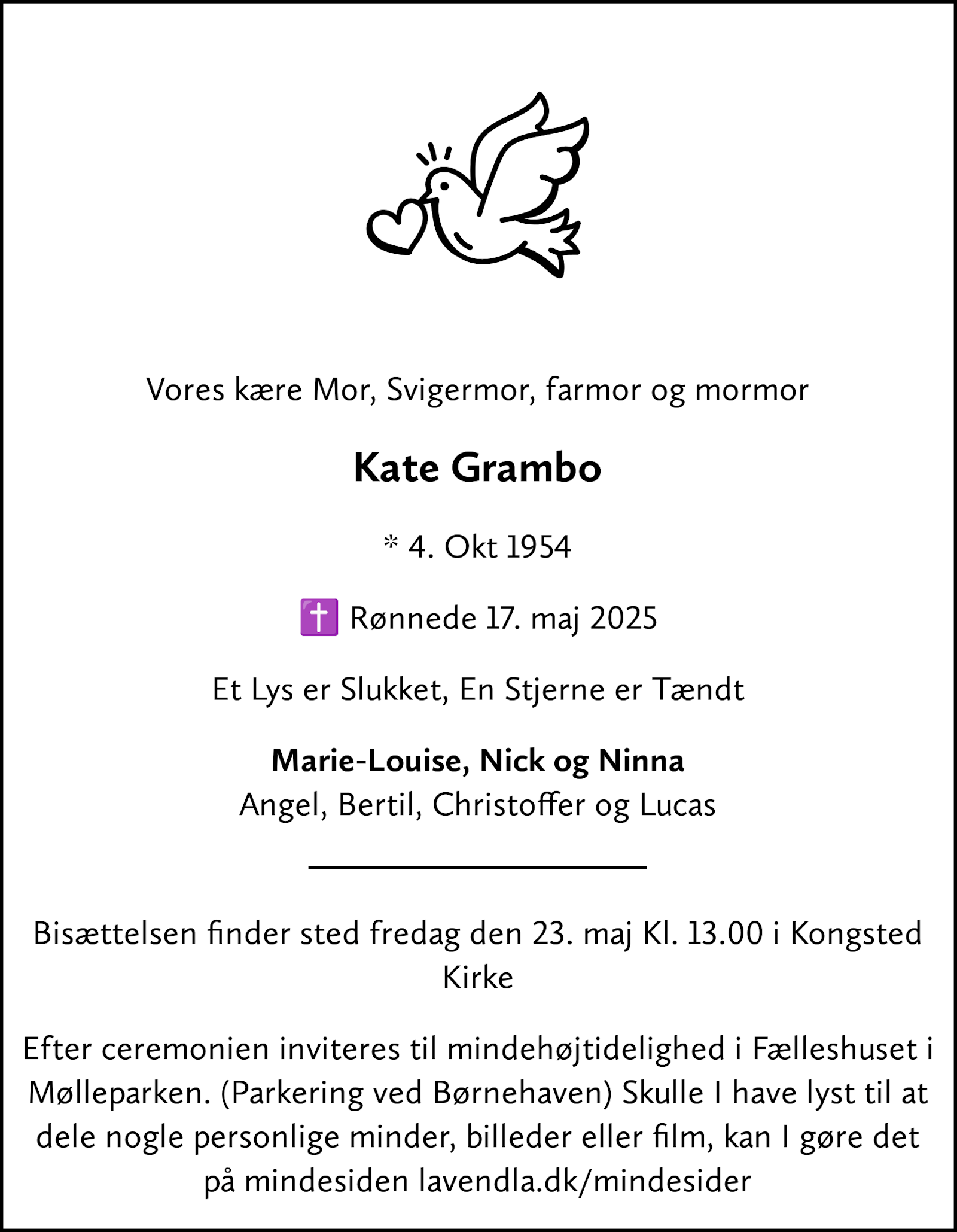 Til minde om Kate Grambo - Lavendla