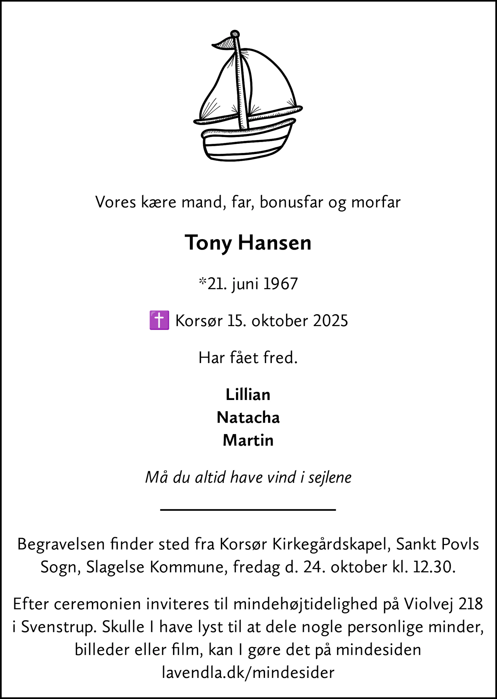 Til minde om Tony Hansen - Lavendla